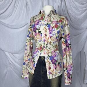 Tops | Vintage Indie Boho Floral Long Sleeve Buttonup Shirt M | Poshmark